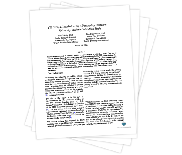 TTI SI Style Insights® v Big 5 Personality Inventory: University ...