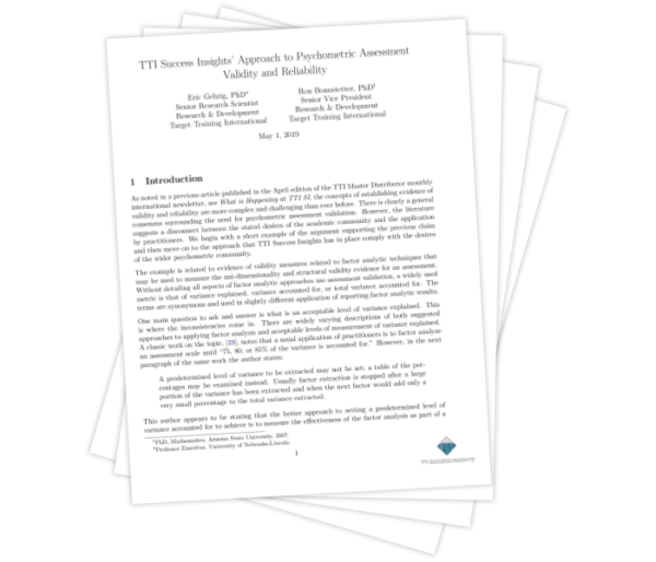 Our Approach to Psychometric Assessment Validity and Reliability - TTI ...